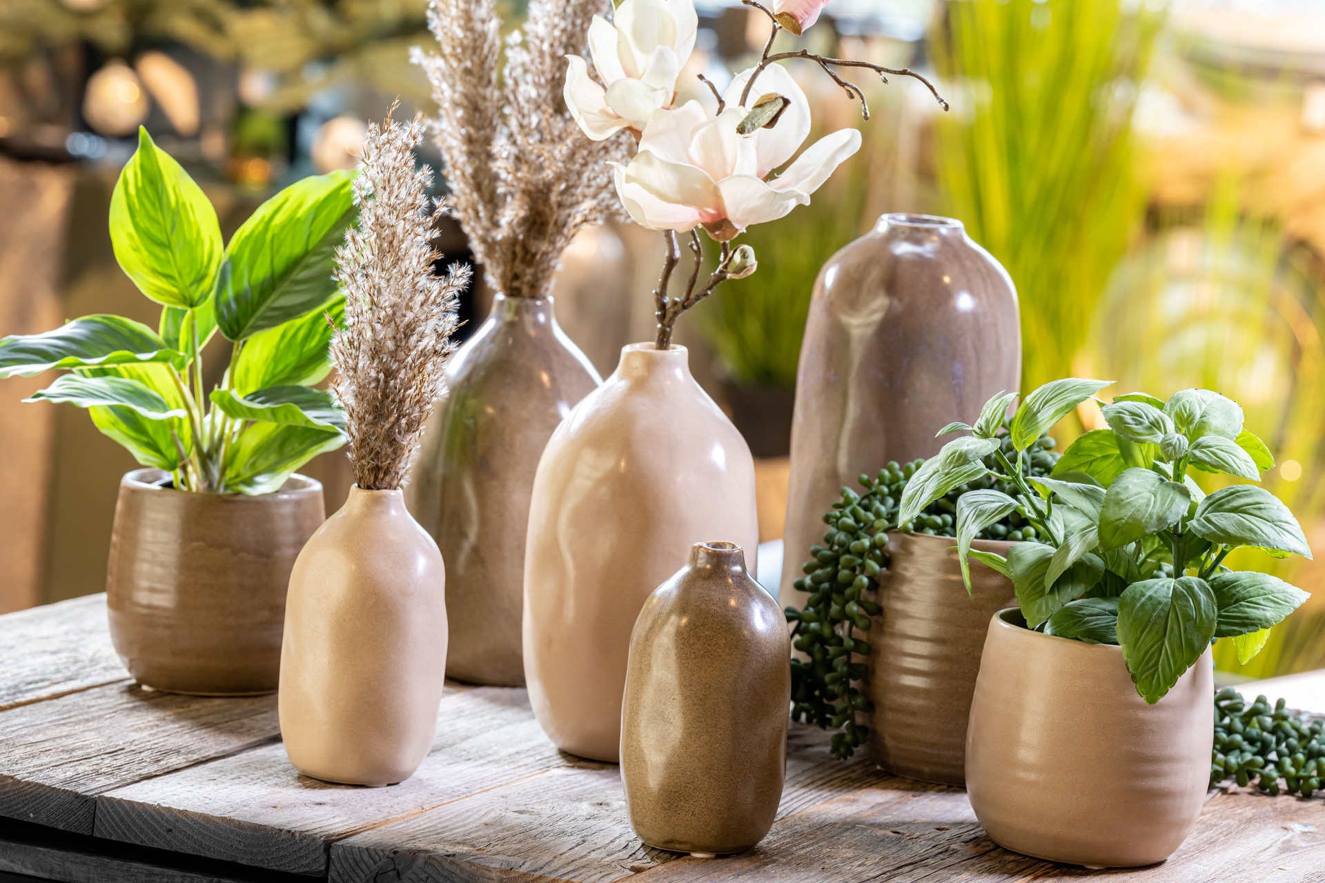 Keramik Vase Luca , matt glasiert creme&taupe sortiert ...